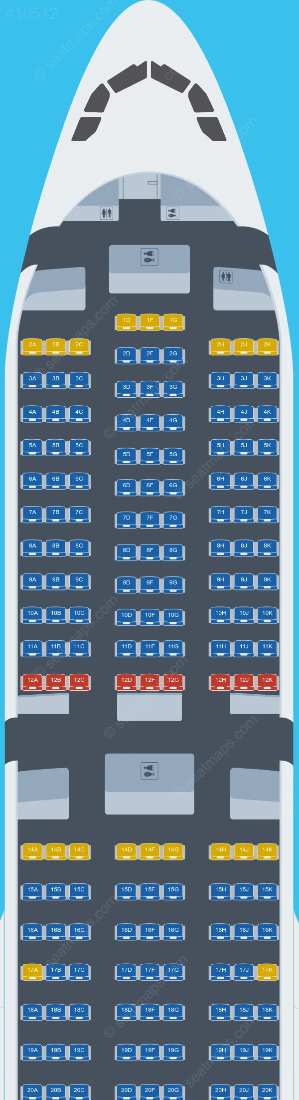 Seat Map Of AirAsia X Berhad Airbus A330 300 Aircraft Seat Map Of AirAsia X Berhad Airbus A330 300 Aircraft